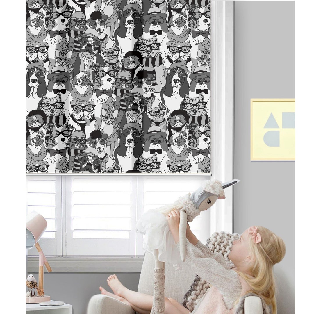 Custom Made Window Shade, Cute Puppy Doggies Nursery Roller Shade ...