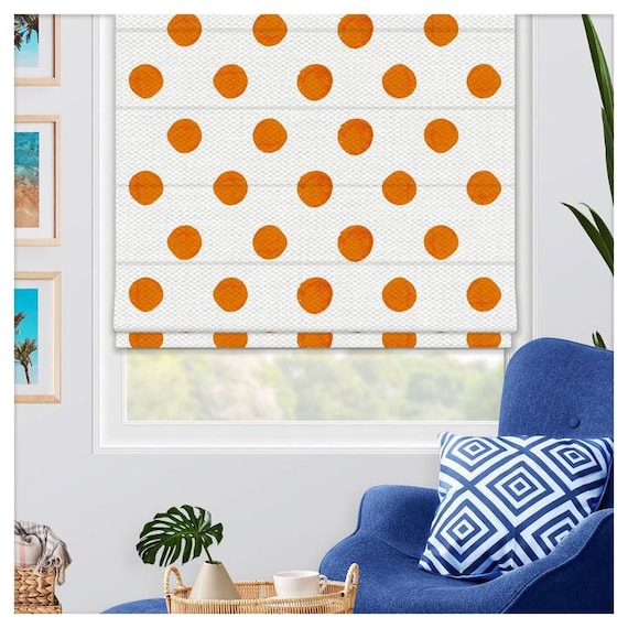 Custom Made Orange Polka Dot Water Color Window Roman Shade - Etsy