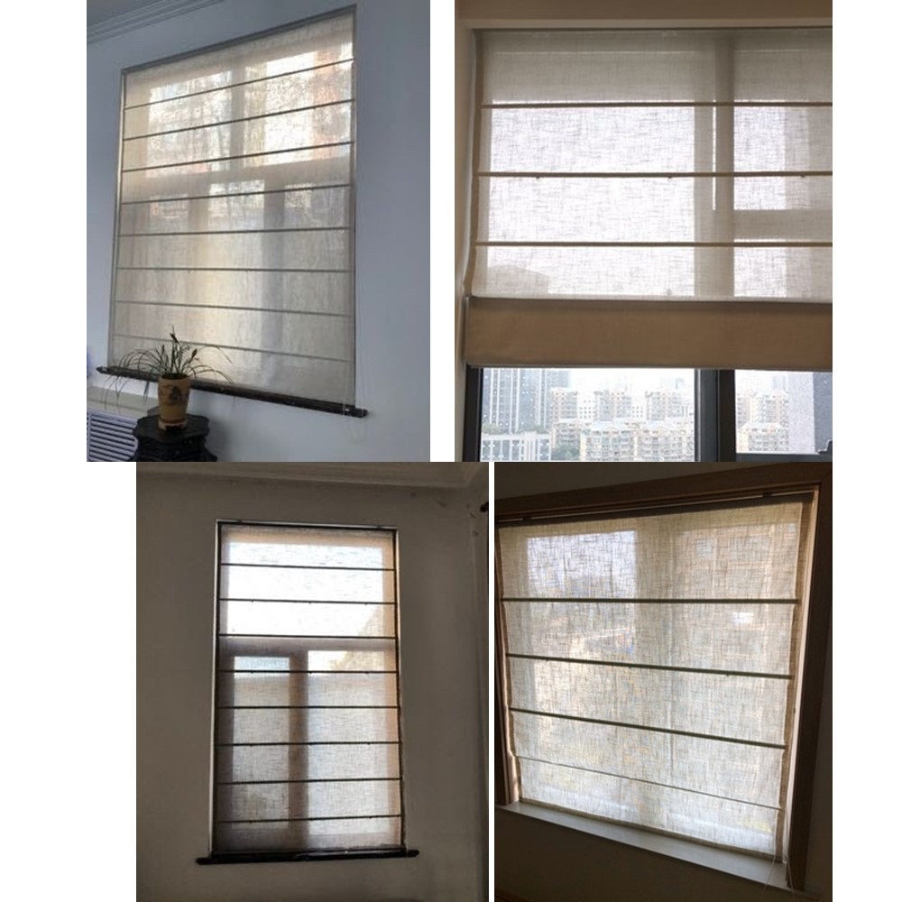 Custom Made Window Roman Shade Gray Farm House Jute Zen Peaceful Studio ...