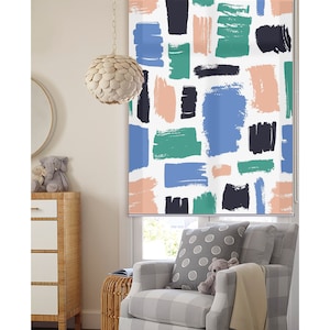 Custom Made Contemporary Art Abstract Print Cordless Window Roller ...