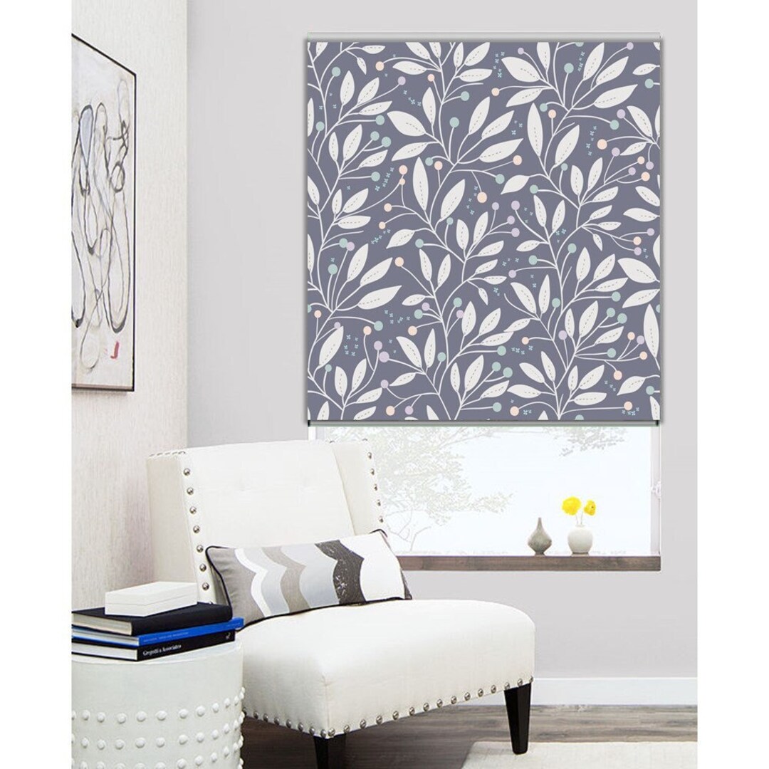 Custom Made Window Shade, Contemporary Flora Roller Shade, Blackout ...