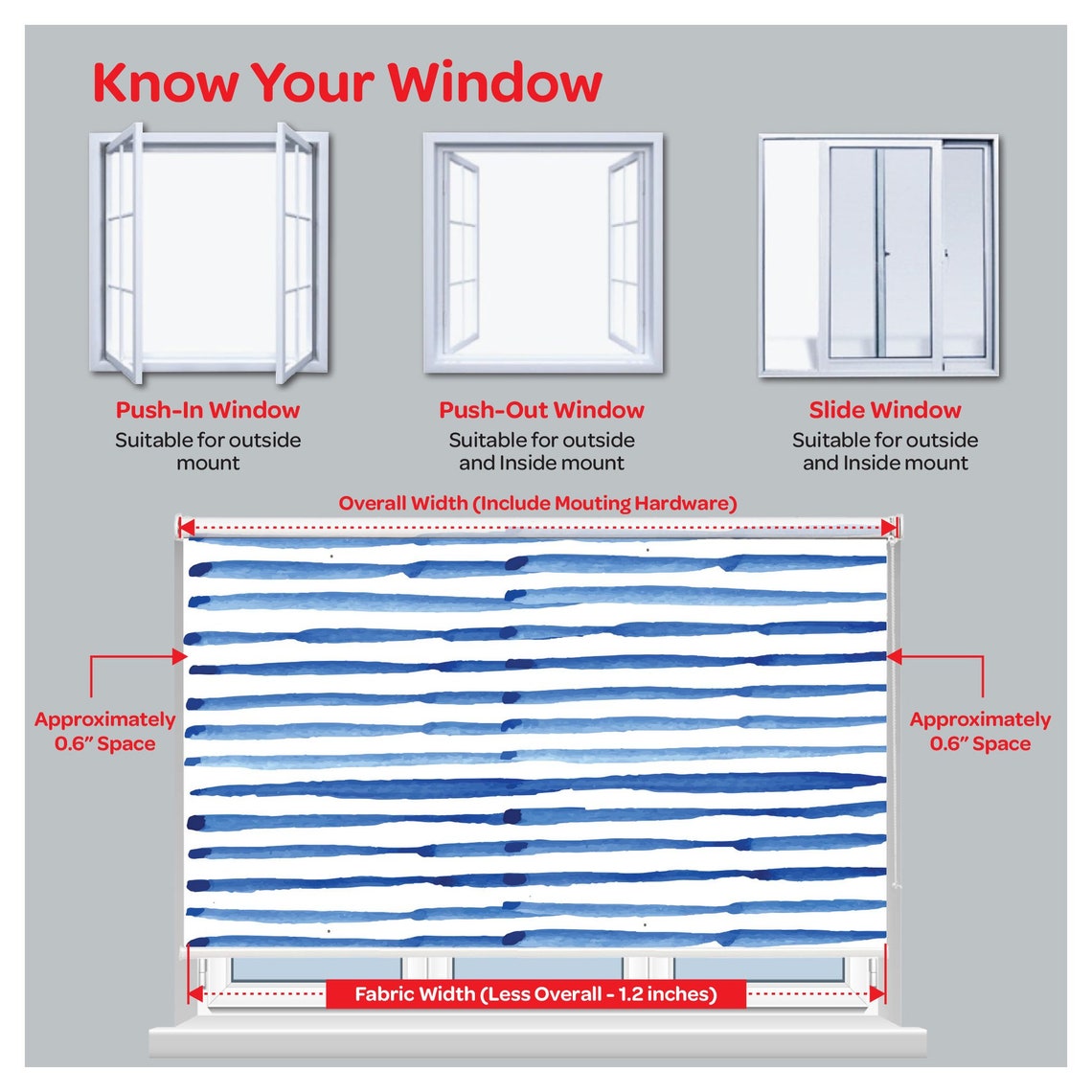 Custom Made Contemporary Water Painting Blue Stripes Cordless Window ...