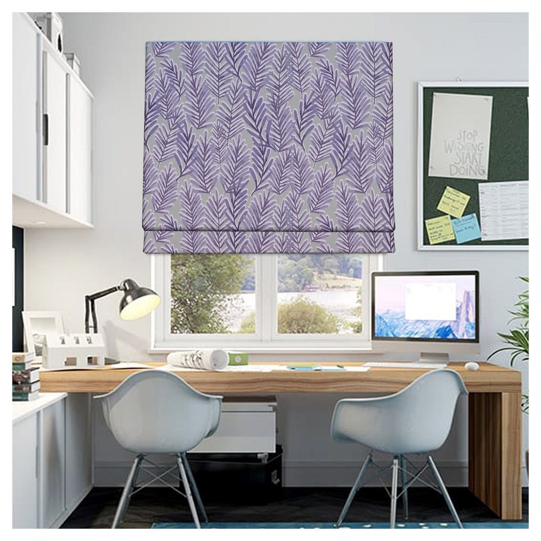Custom Made Roman Shade, Purple Garden Lavender Contemporary Modern ...