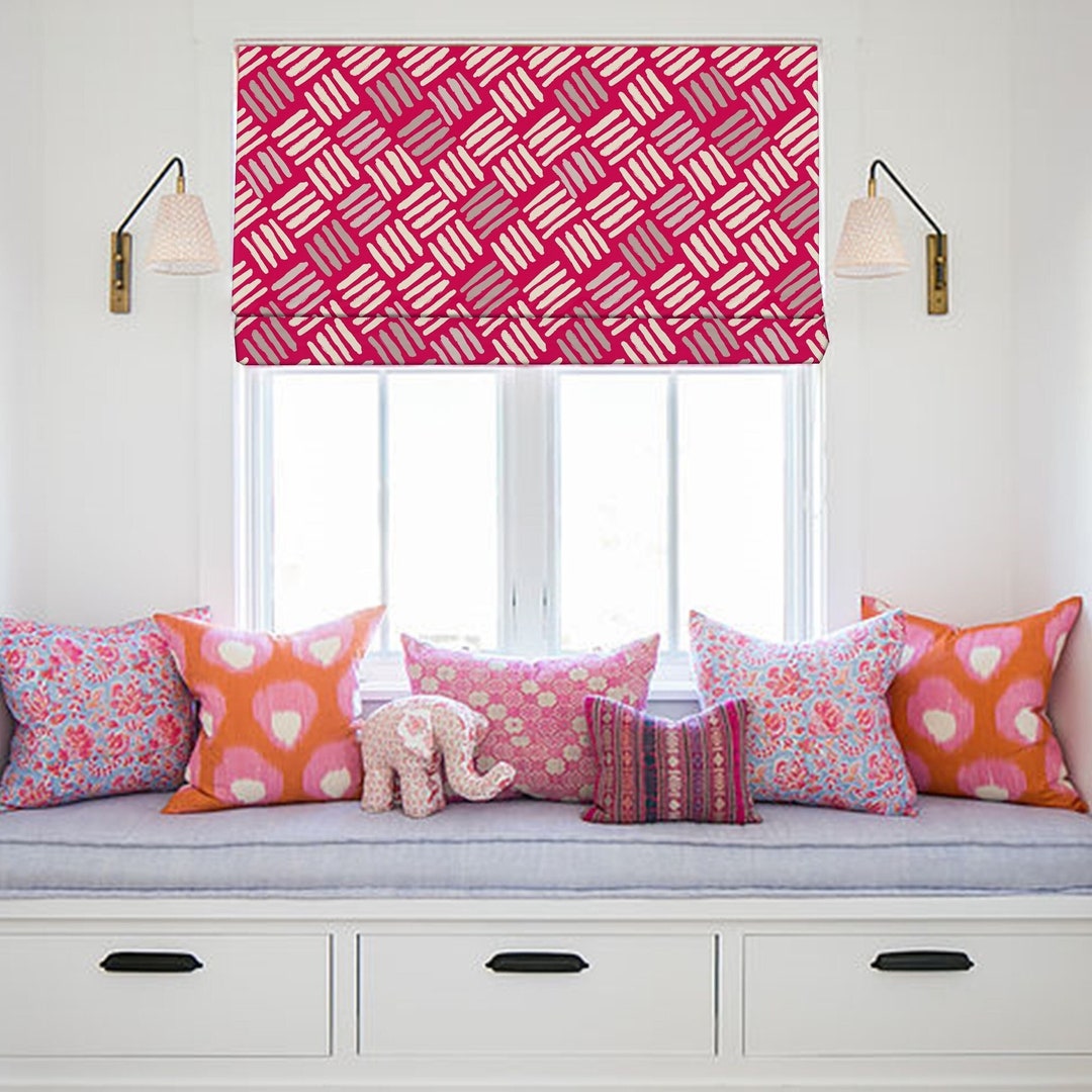 Custom Made Roman Shade, Red Drapery, Mid Century Style, Window Roman ...