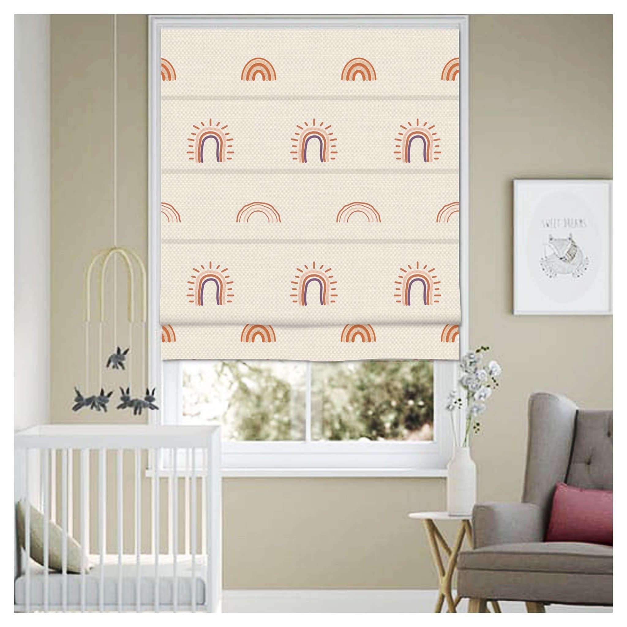 Custom Made Boho Rainbow Nursery Window Roman Shade Curtain or - Etsy
