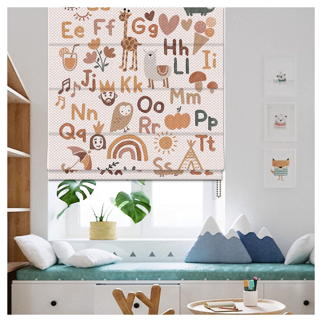 Custom Made Nursery Boho Alphabet Kid Room Neural Decor Window Roman ...