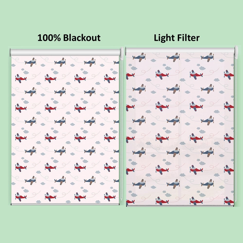 Custom Made Nursery Room Kids Airplane Aeroplane Cordless Window Roller ...