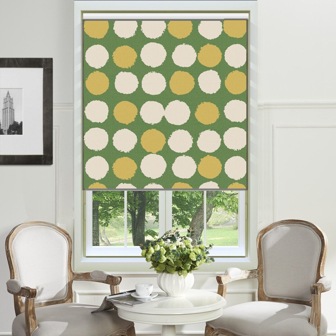 Custom Made Window Shade, Polka Dot Circle Geometry Roller Shade ...