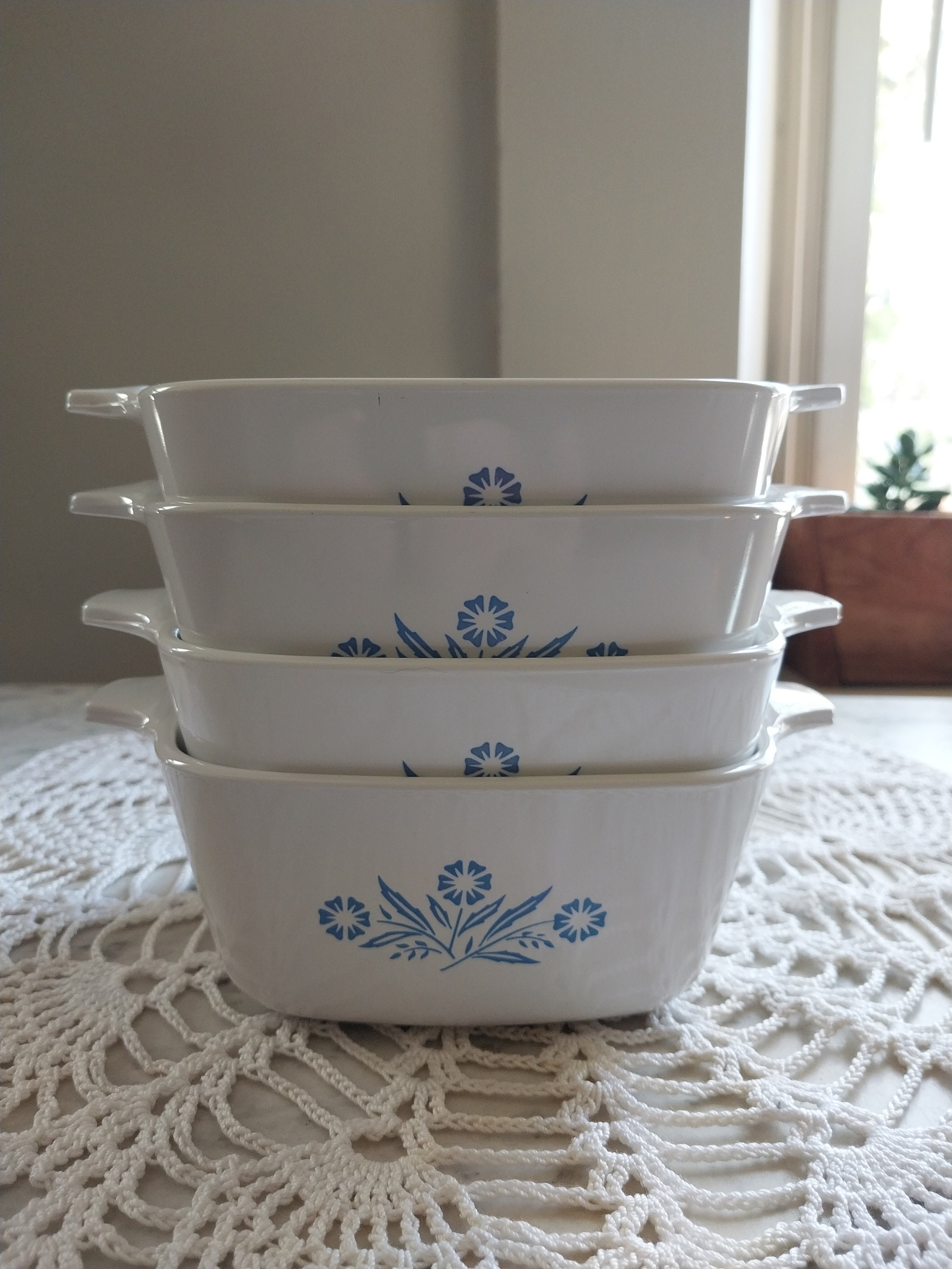 Vintage Blue Cornflower Corningware Set of 4 Individual Size Casserole ...