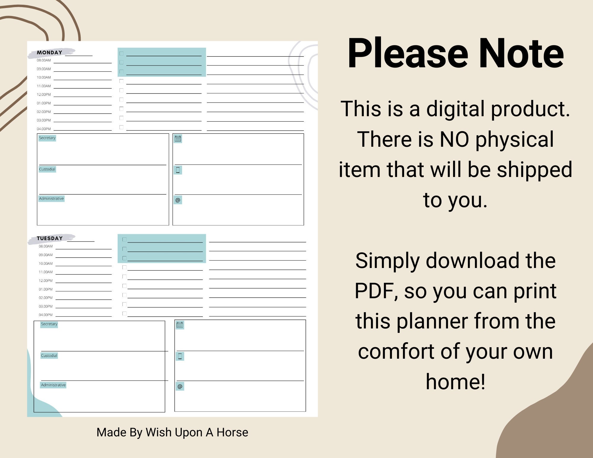 Printable Principal Planner Weekly Plannerprintable Plannertoday's Plan ...