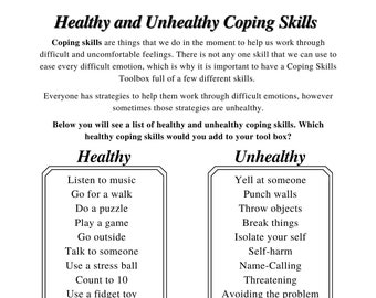 Coping Skills Worksheet Coping Skills Healthy Coping | Etsy