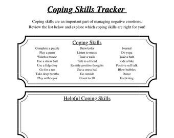 Healthy Coping Skills Coping Skills Worksheet Emotions | Etsy