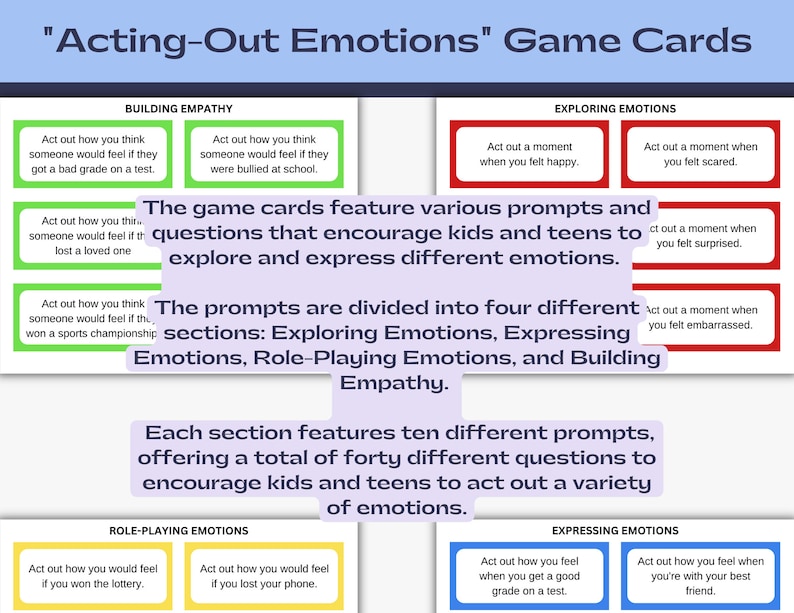 Emotions Game Cards Emotions Printable Counseling Activity Therapy ...