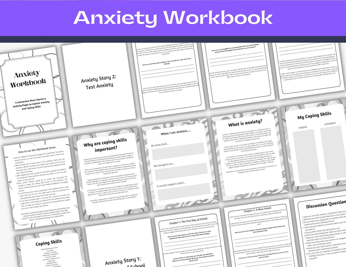 Anxiety Worksheets Anxiety Workbook Mental Health Worksheets Counseling ...