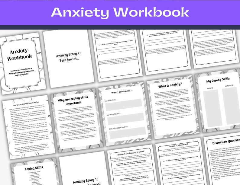 Anxiety Worksheets Anxiety Workbook Mental Health Worksheets Counseling ...