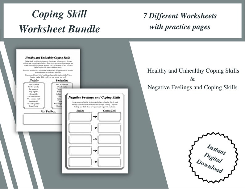 Coping Skill Worksheet Bundle | Emotions Worksheets | Digital Coping ...