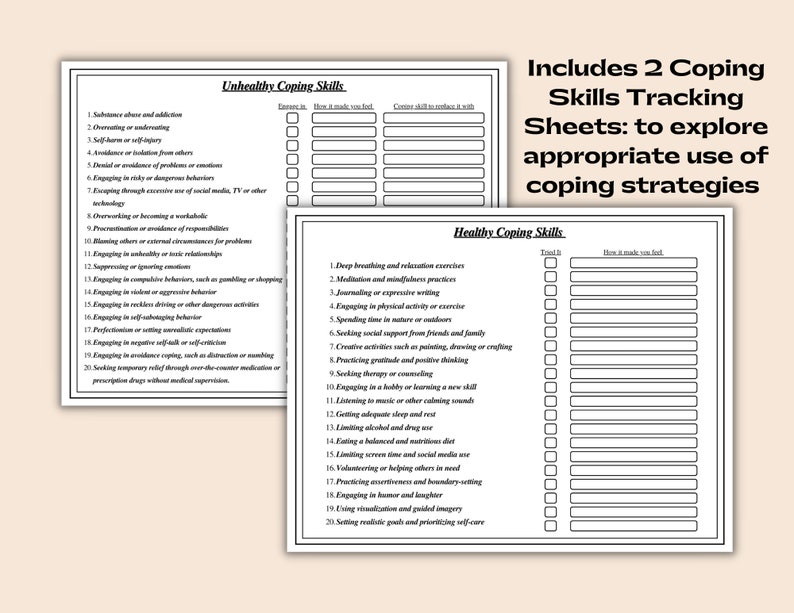 Healthy Coping Skills Worksheet Coping Skills Worksheet Healthy Vs ...