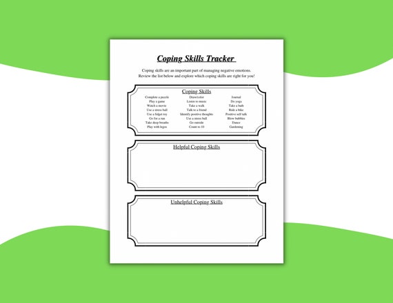 Coping Skills Tracker Healthy Coping Skills Worksheet - Etsy
