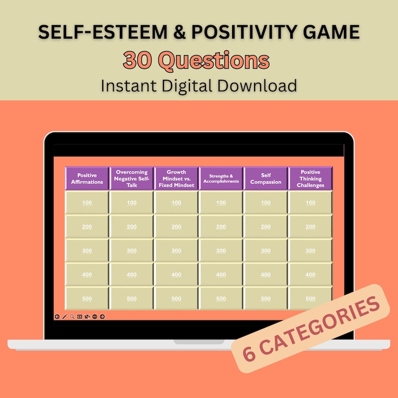 Self Esteem Boost Coping Skills Therapy Game Counseling Game Virtual ...