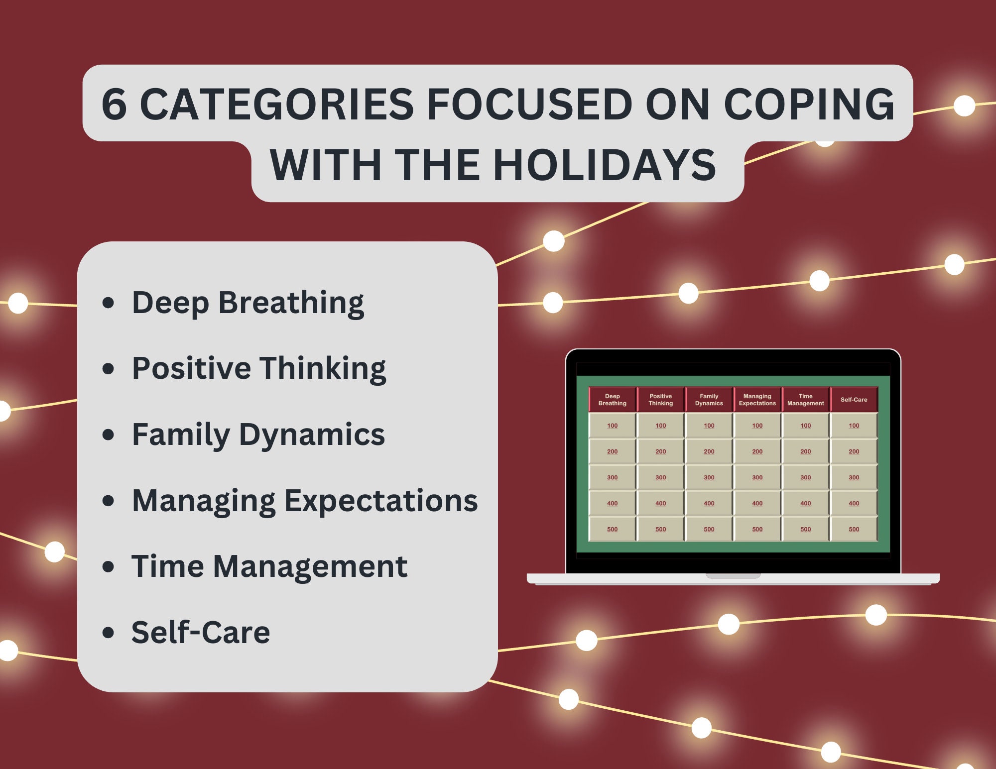 Coping Skills Therapy Game Holiday Counseling Game Virtual Game Group ...