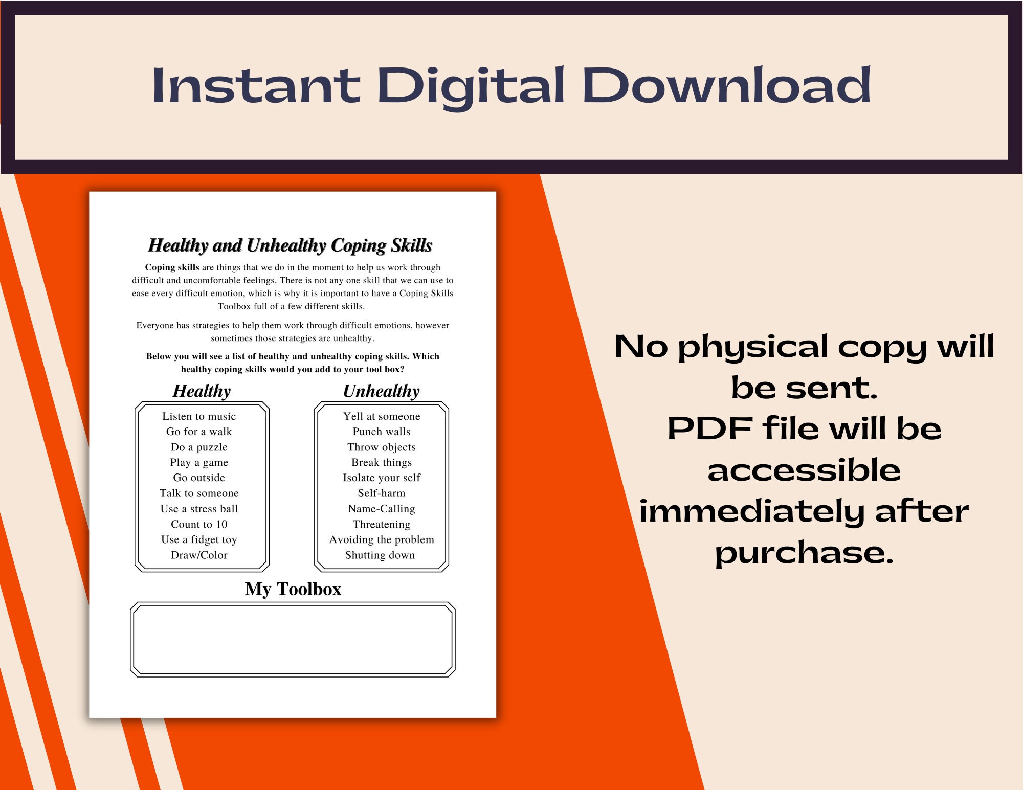 Healthy Coping Skills Worksheet Coping Skills Worksheet Healthy Vs ...