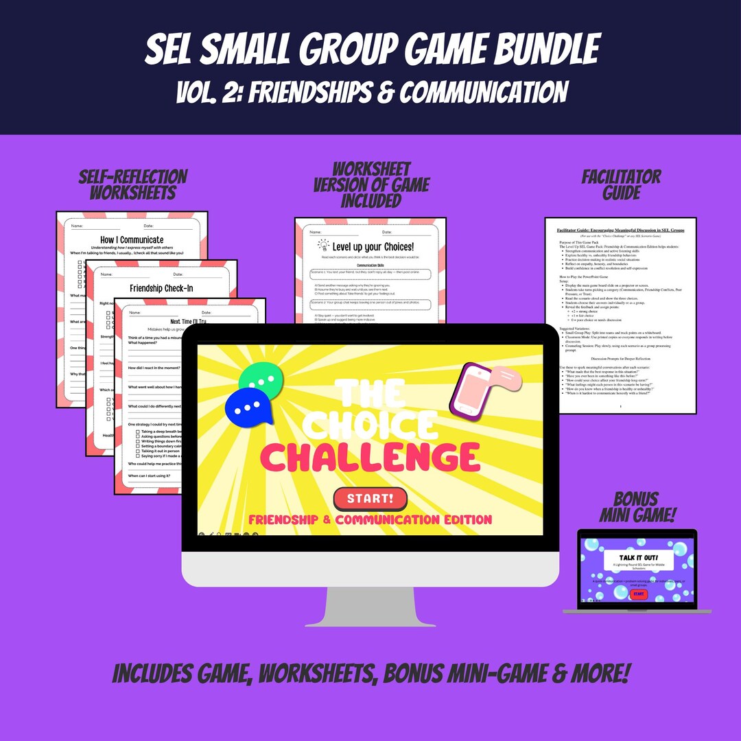 SEL Game Reflection Pack for Middle School Counseling Social Emotional ...