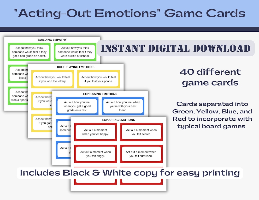 Emotions Game Cards Emotions Printable Counseling Activity Therapy ...
