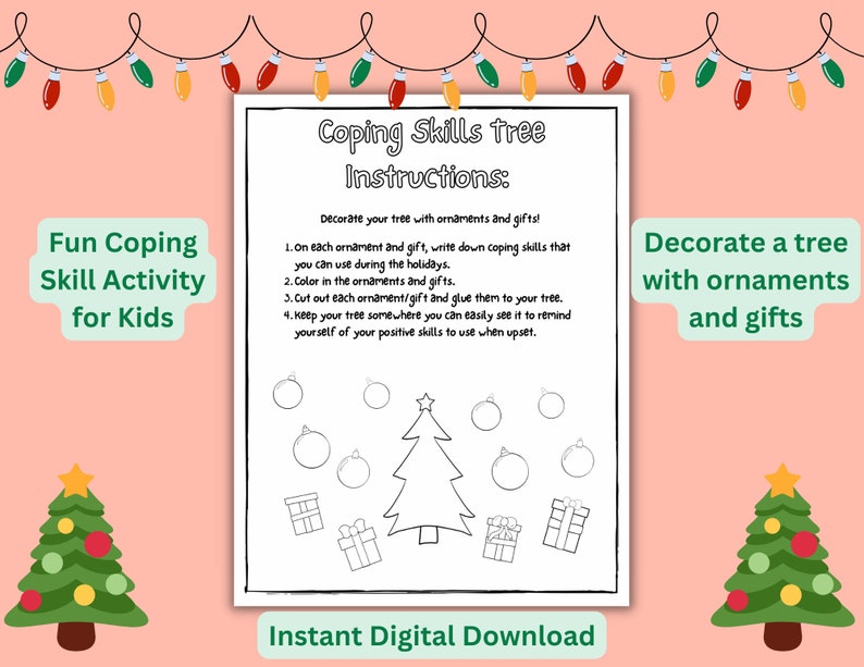 Holiday Print | Coping Skills Worksheet | Coping Skills Tree ...