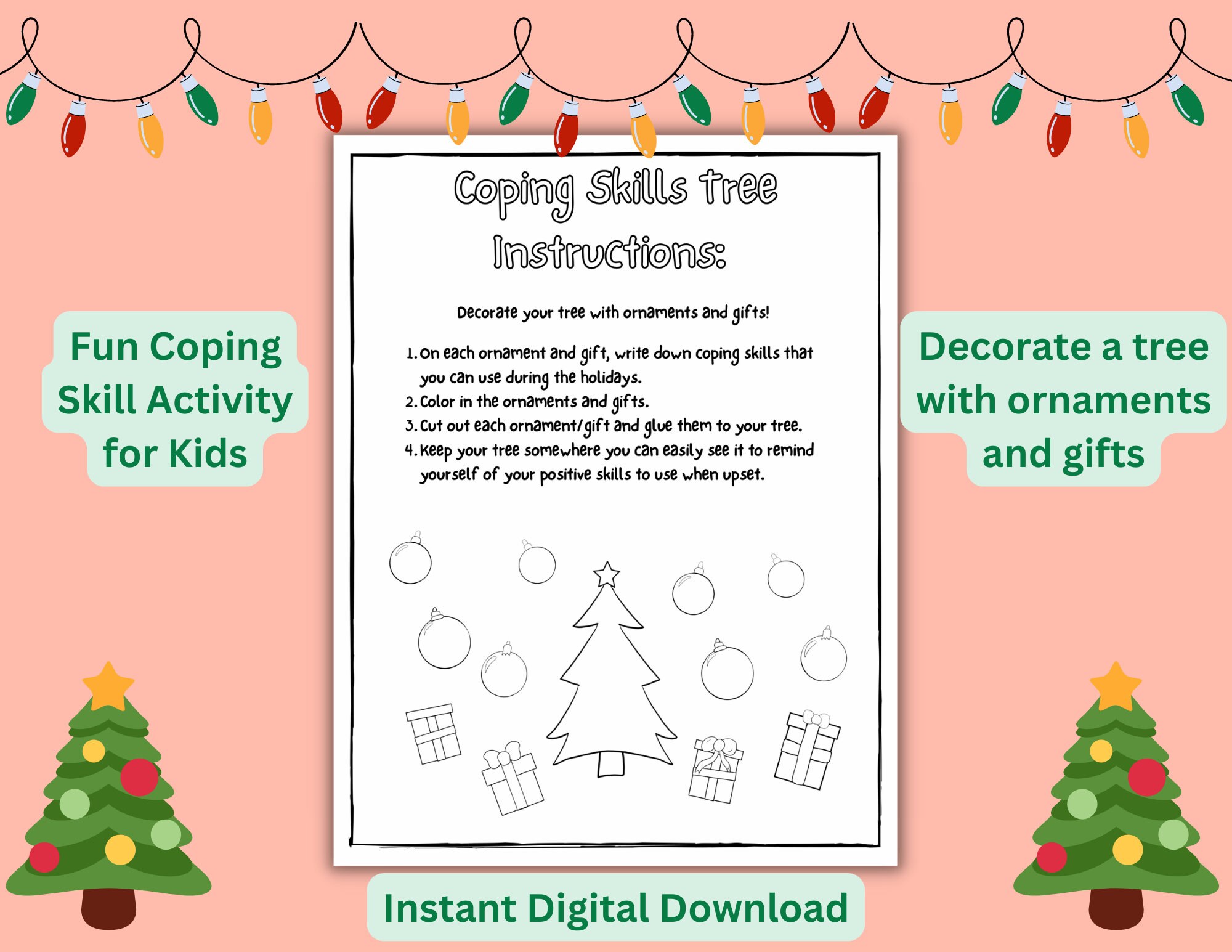 Holiday Print | Coping Skills Worksheet | Coping Skills Tree ... Holiday Print | Coping Skills Worksheet | Coping Skills Tree ...