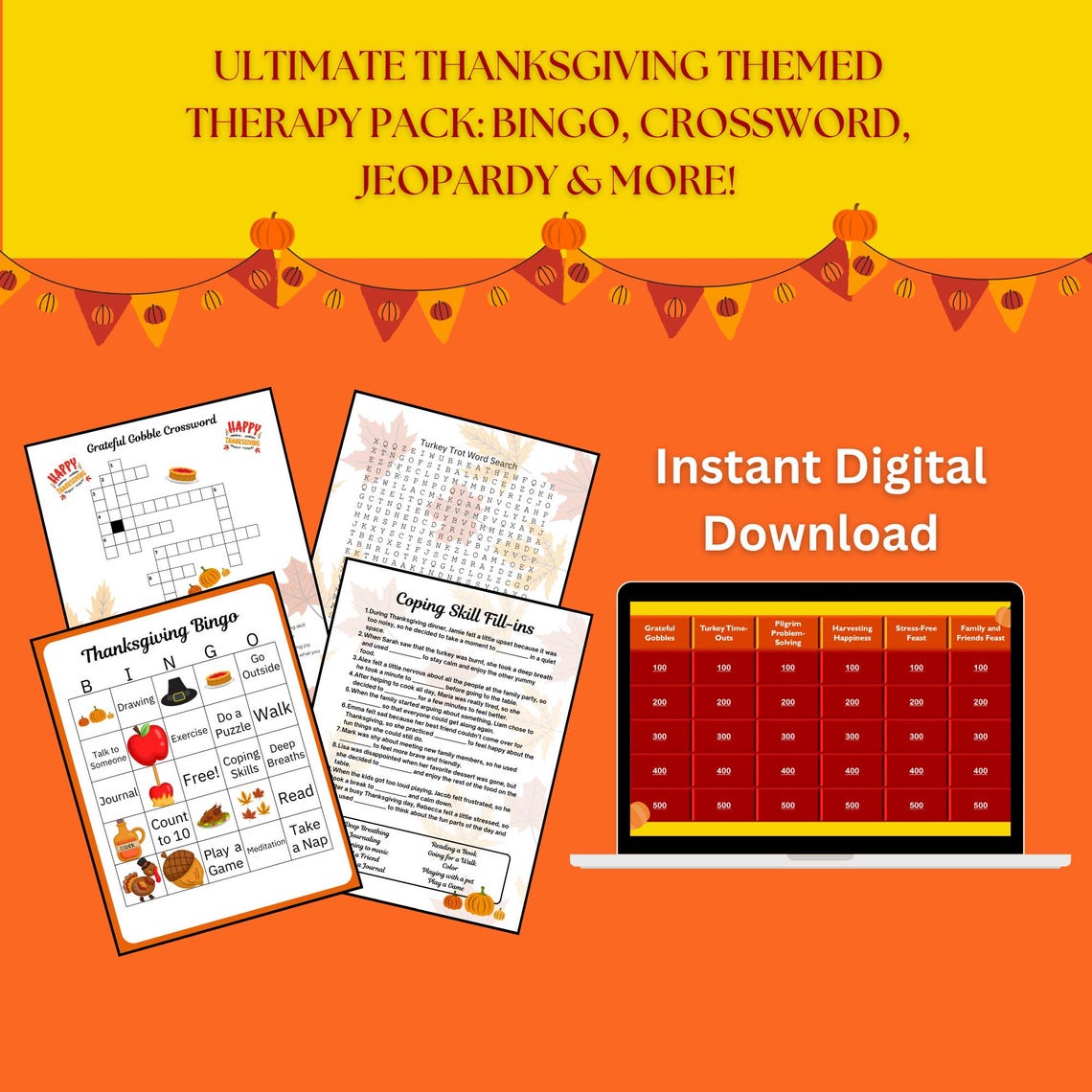 Thanksgiving Therapy Games Coping Skills Counseling Games Coping Skills ...
