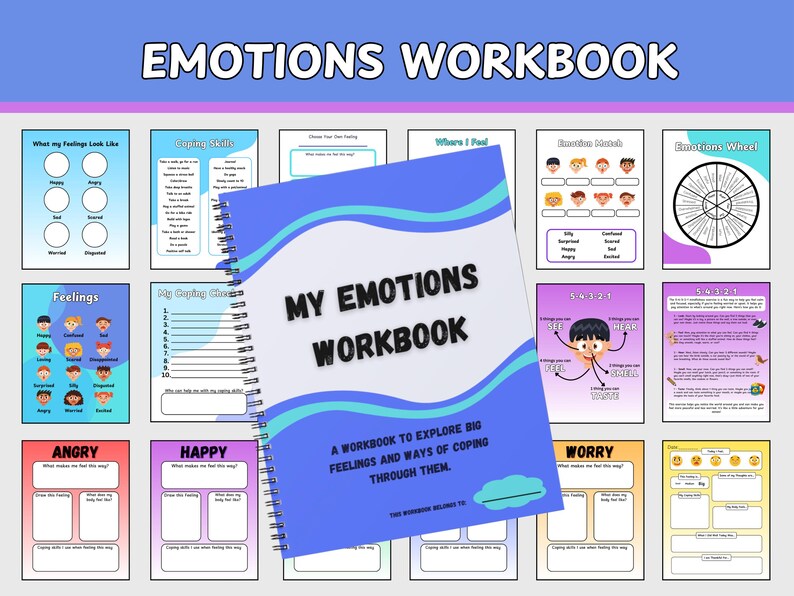 Emotions Workbook Coping Skills Worksheets Childrens Emotions Workbook ...