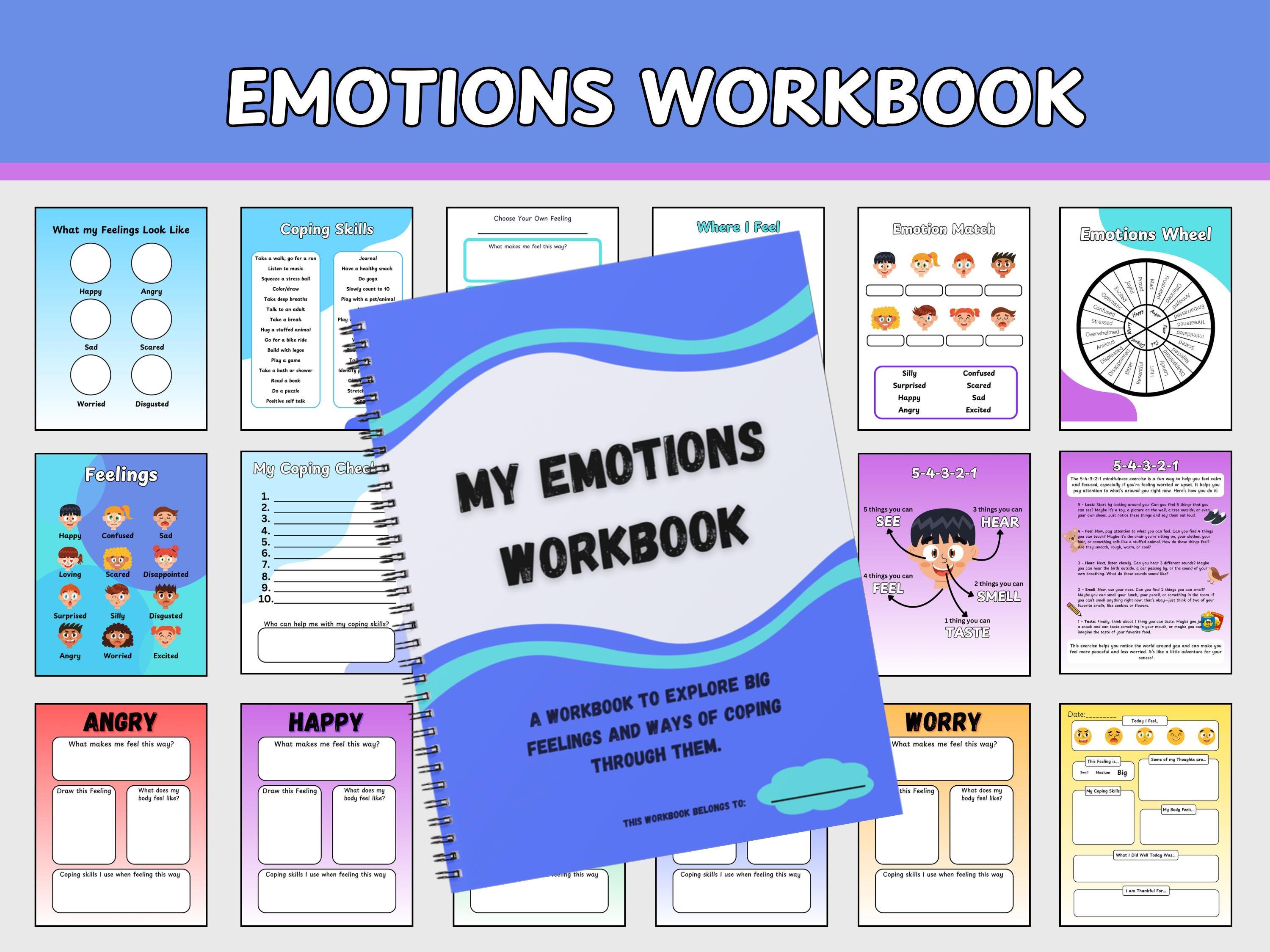 Emotions Workbook Coping Skills Worksheets Childrens Emotions Workbook ...