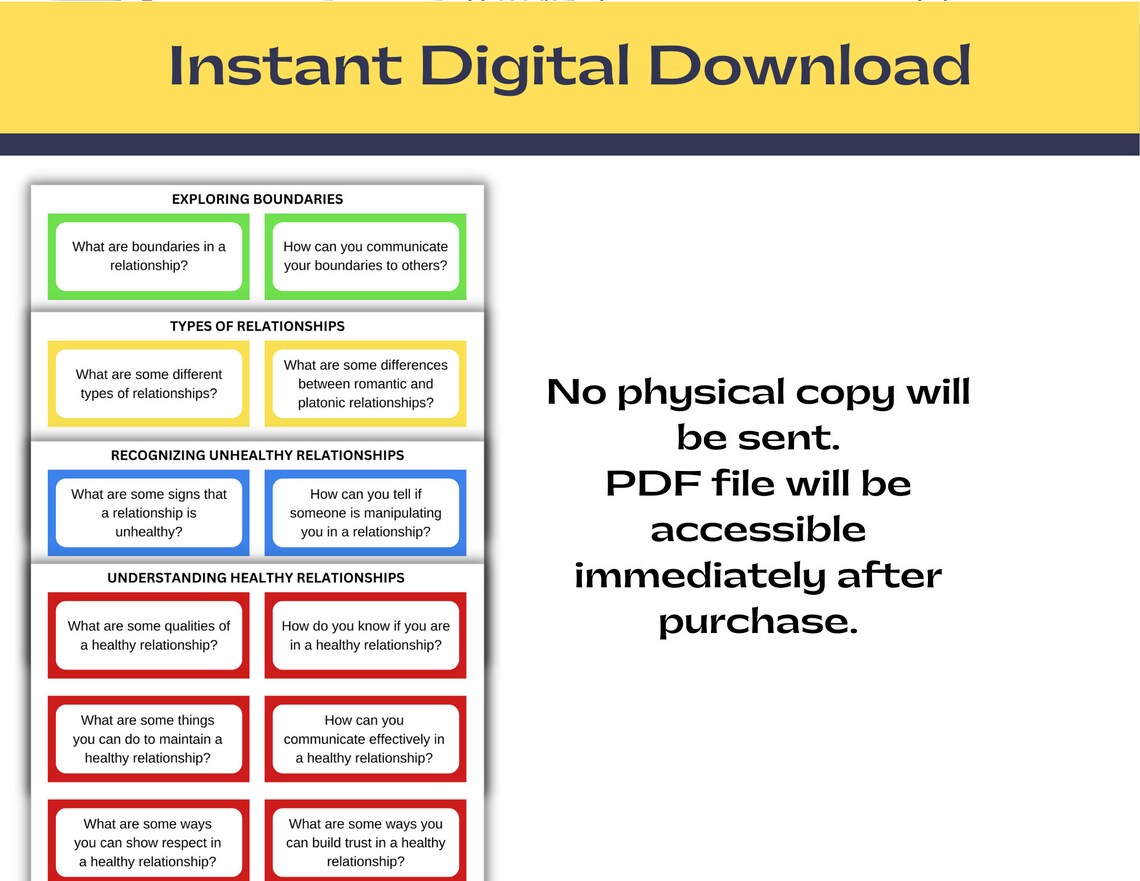 Relationship Game Cards Emotions Printable Teens Counseling Activity ...