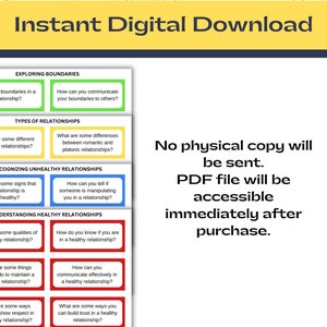 Relationship Game Cards Emotions Printable Teens Counseling Activity ...