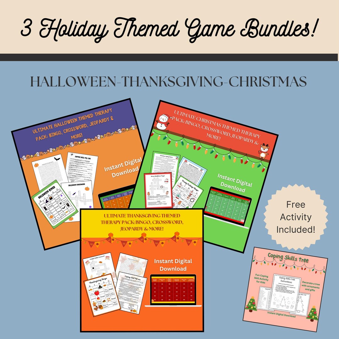 Holiday Coping Bundle Coping Skills Counseling Games Coping Skills Game ...