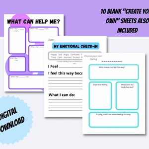 Emotions Workbook Coping Skills Worksheets Childrens - Etsy