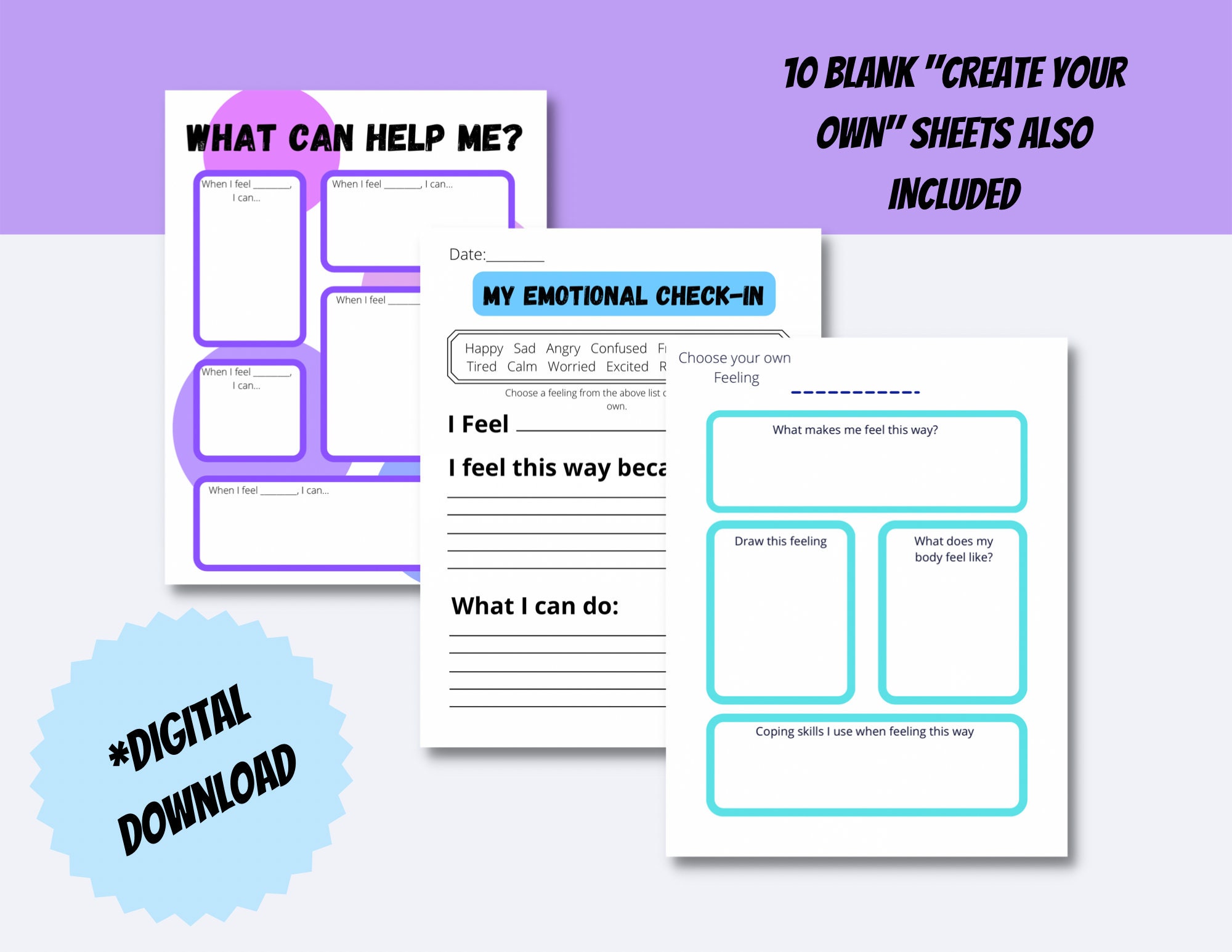 Emotions Workbook Coping Skills Worksheets Childrens - Etsy