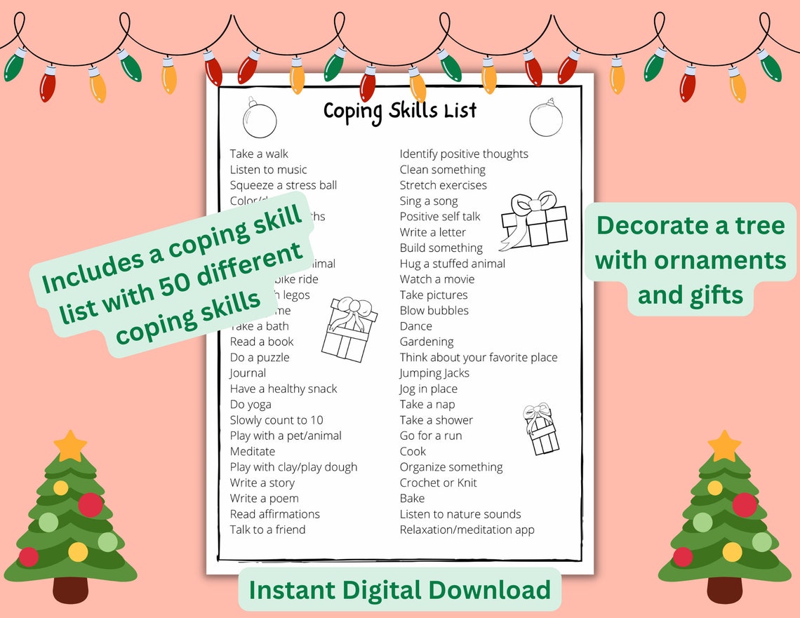 Holiday Print | Coping Skills Worksheet | Coping Skills Tree ...