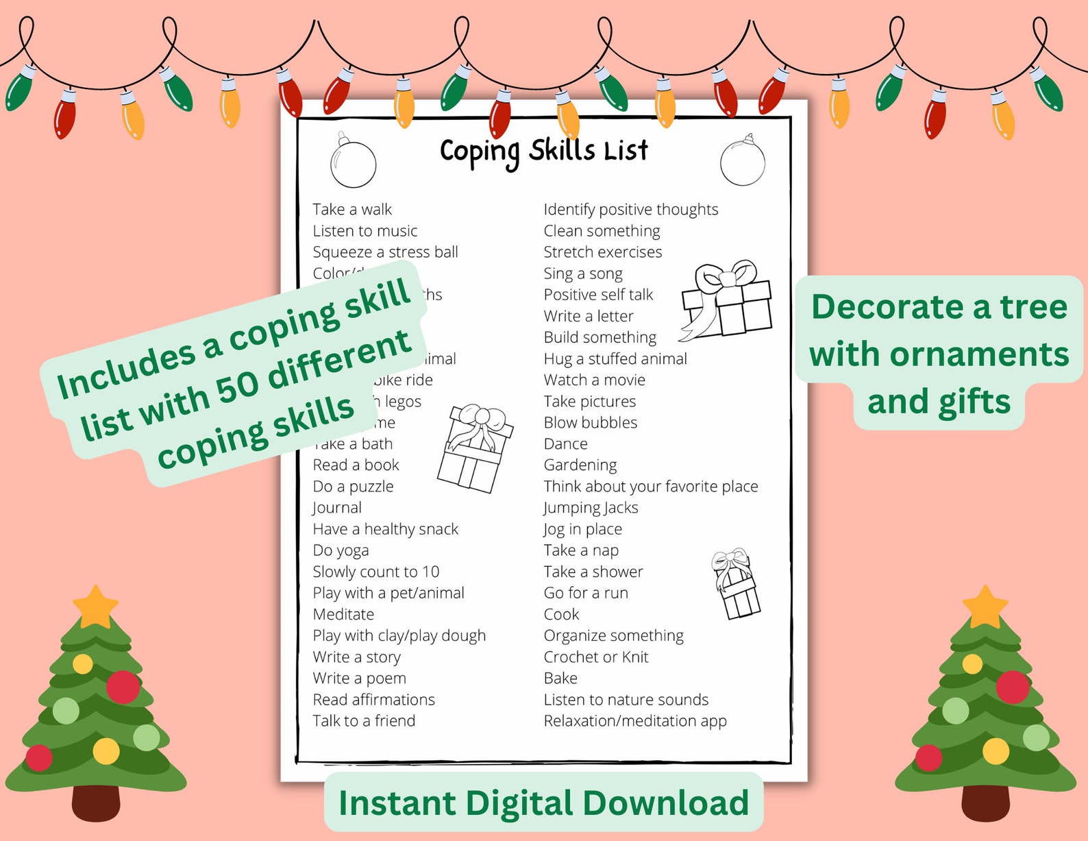 Holiday Print | Coping Skills Worksheet | Coping Skills Tree ...