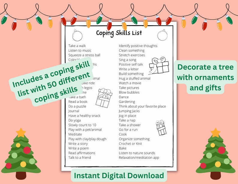Holiday Print | Coping Skills Worksheet | Coping Skills Tree ...
