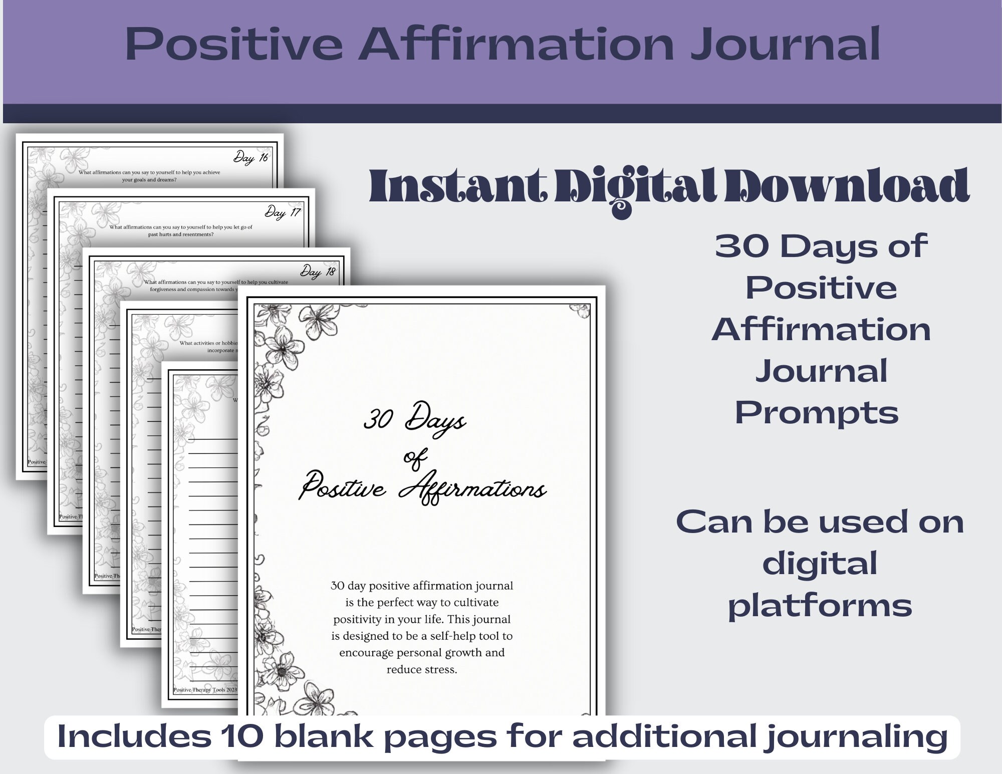 Journal Positive Affirmation Journal Digital Journal Gratitude Journal ...