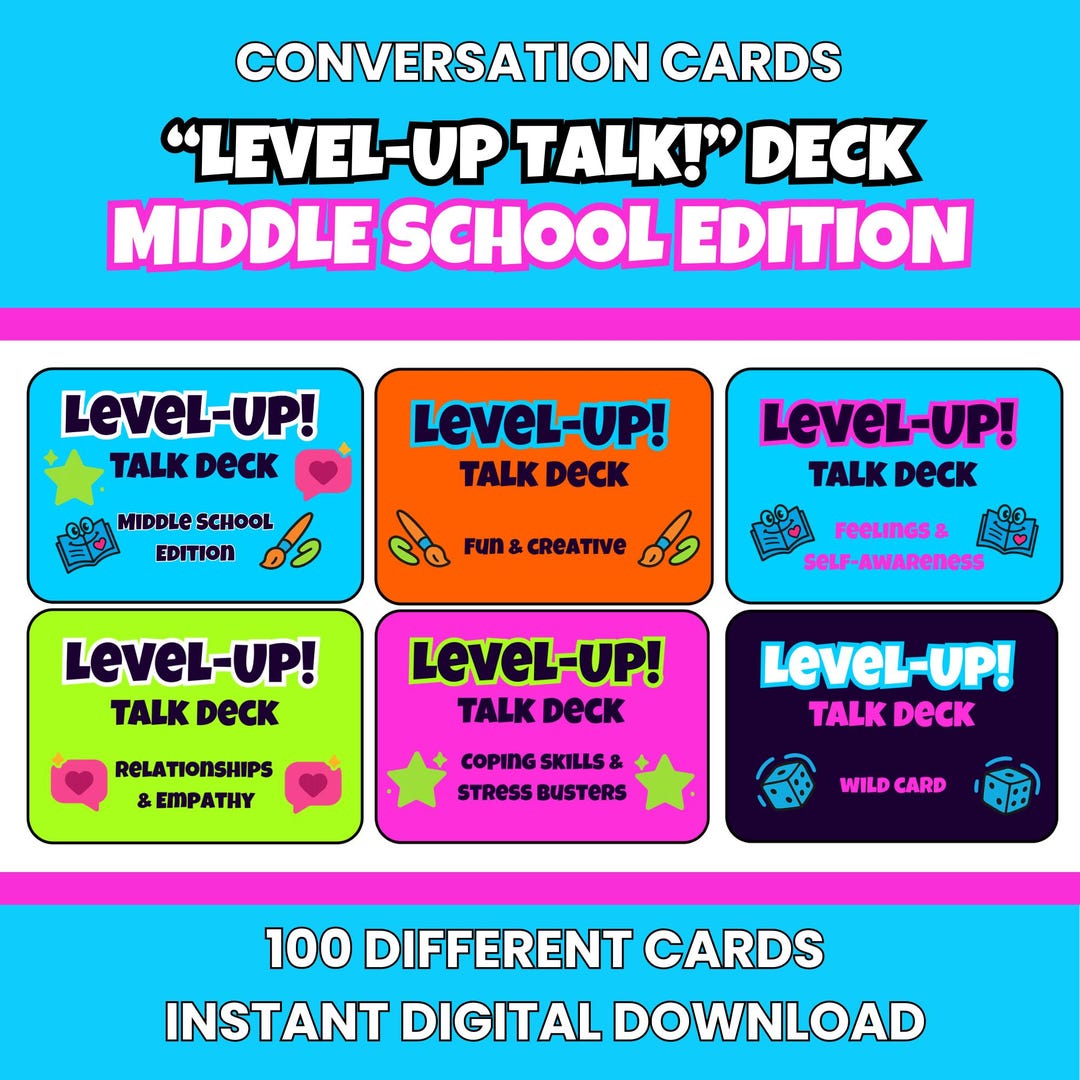 Middle School Conversation Cards | Coping Skills & Social Emotional ...