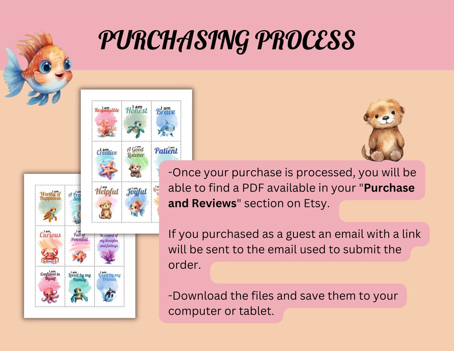 Ocean Animal Positive Affirmation Cards for Kids (PDF) - Etsy