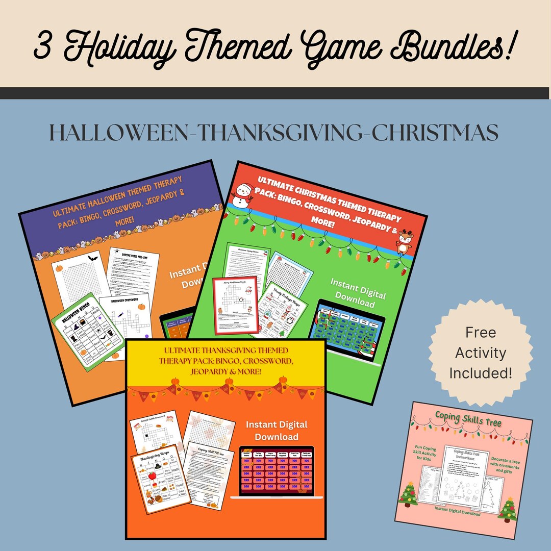 Holiday Coping Bundle Coping Skills Counseling Games Coping Skills Game ...