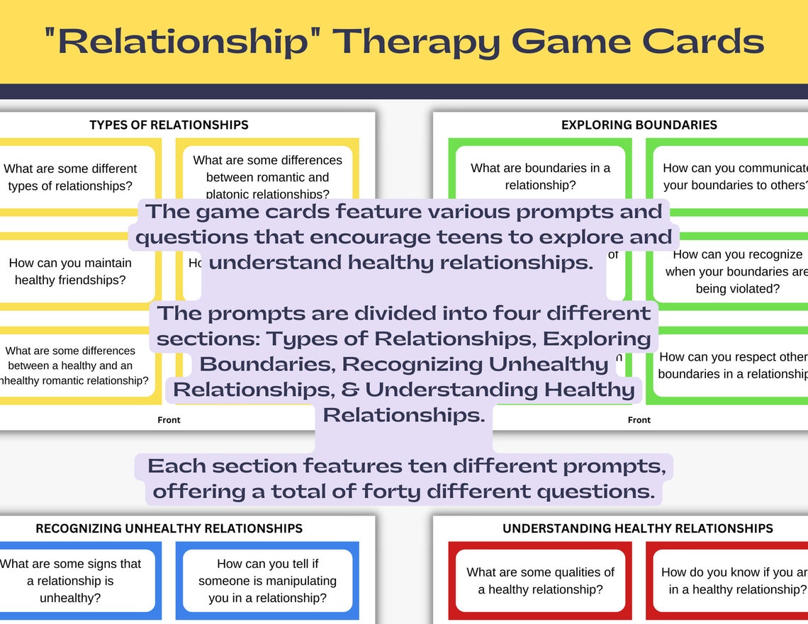 Relationship Game Cards Emotions Printable Teens Counseling Activity ...