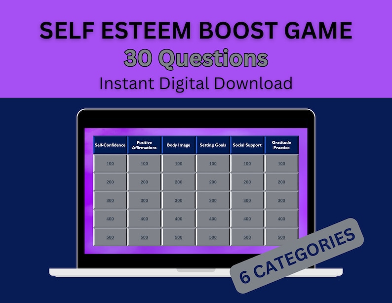 Self Esteem Boost Coping Skills Therapy Game Counseling Game Virtual Game Group Therapy Game ...