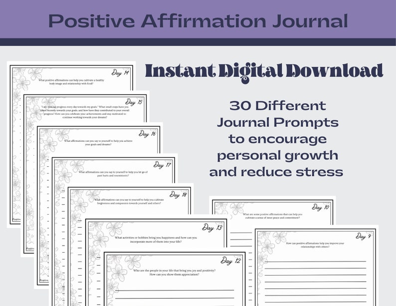 Journal Positive Affirmation Journal Digital Journal Gratitude - Etsy