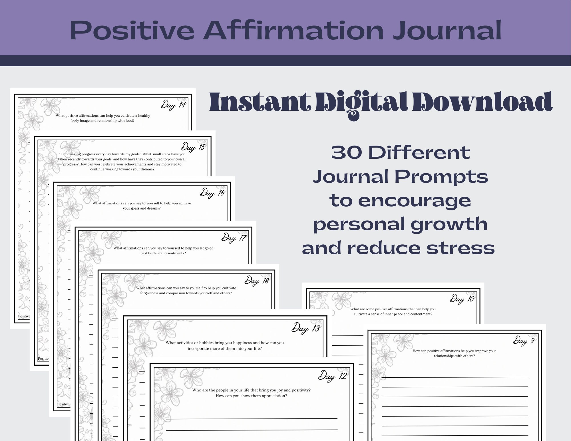 Journal Positive Affirmation Journal Digital Journal Gratitude - Etsy