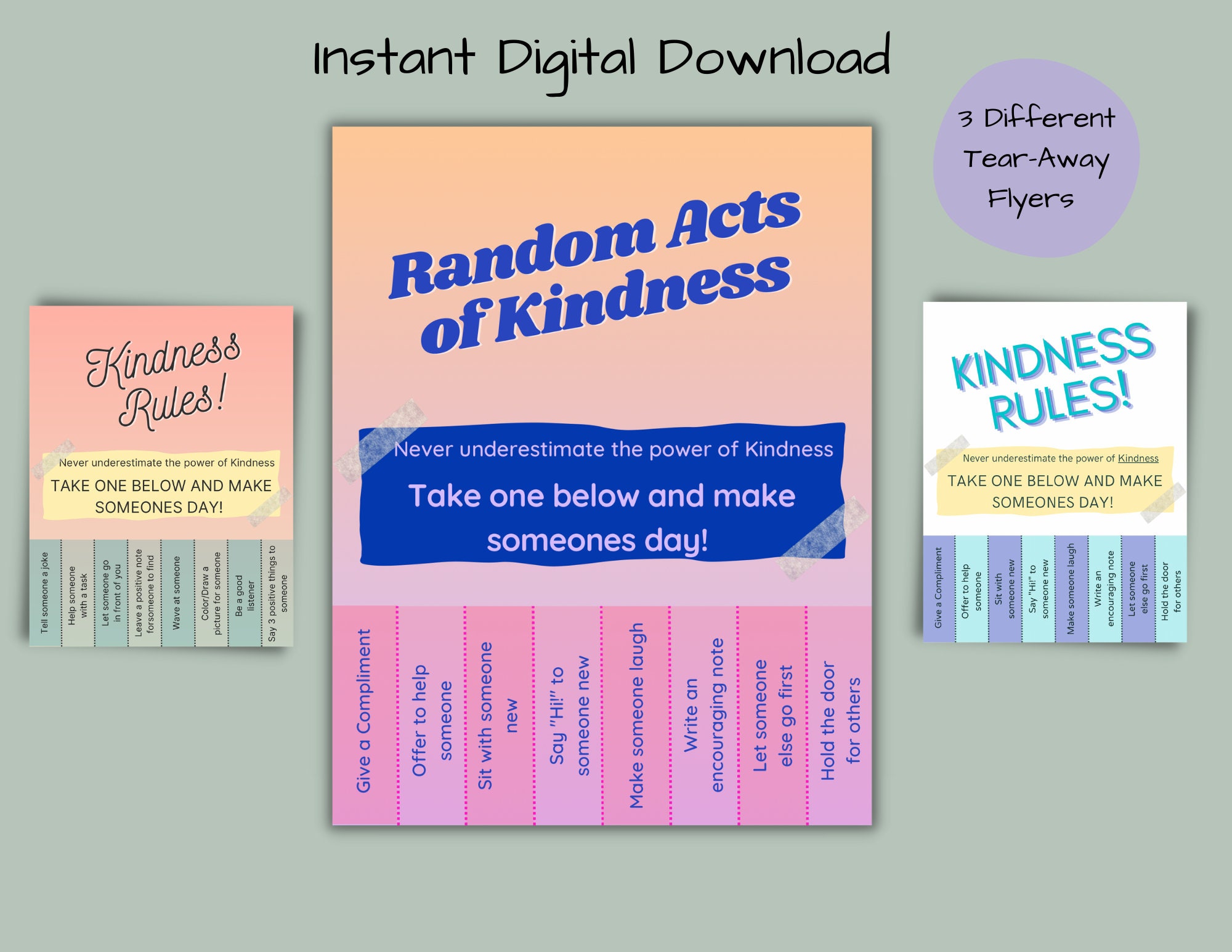 School Counseling Poster Kindness Tear-away Poster Random Acts of ...