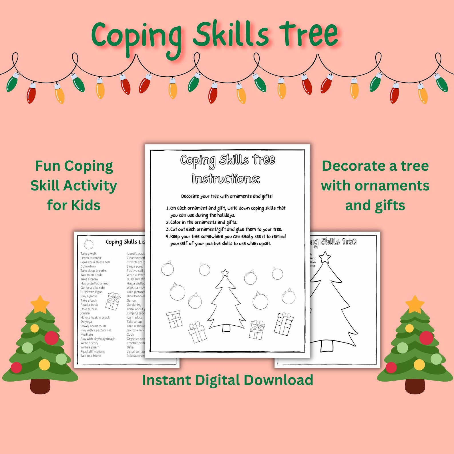 Holiday Print | Coping Skills Worksheet | Coping Skills Tree ...